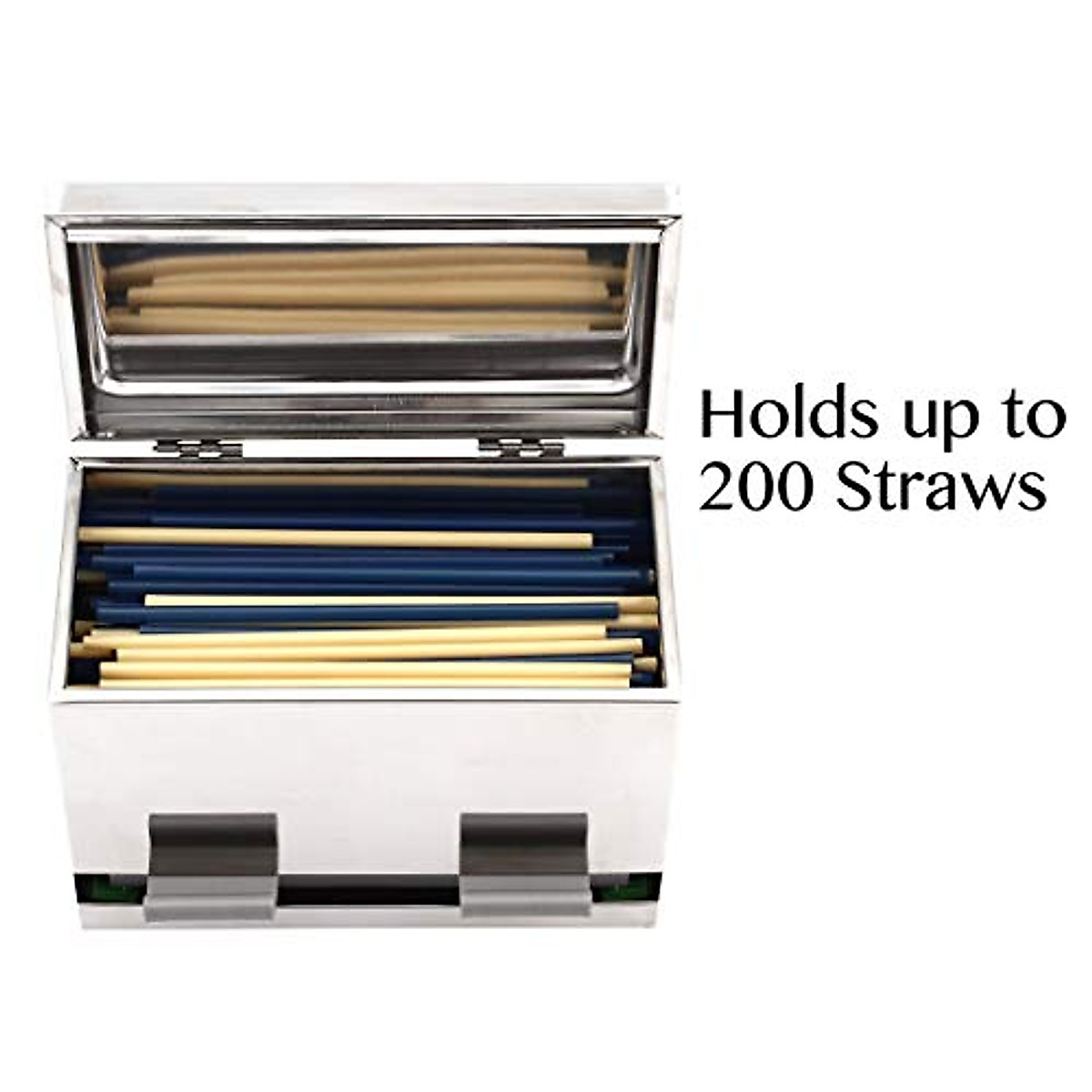 2Fold Supply Stainless Steel Straw Dispenser - For Bulk Unwrapped Drinking Straws - Custom Thank You, Straw and Chalkboard Labels Included - Stainless