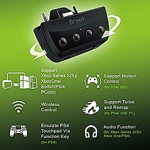Brook Xone SE Adapter - Type C Version, for XB Elite Series 2 and XB X/S Controllers on XB X/S, Switch, PS4 Gaming Consoles and PC(XID), Supports Motion Control, Turbo, Remap, Audio Function