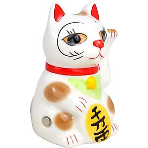 Maneki Neko Lucky Cat, Magnetic Salt and Pepper Shakers, Housewarming Gift and Home Decor, 2.25 by 3.75 Inches