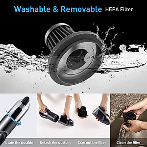 Portable Cordless Handheld Vacuum Cleaner, Farsaw 7000PA Strong Suction, 2 Speeds, 120W High Power, USB Charging, Wet Dry Car Vacuum Cleaner for Pet Hair, Home and Car Cleaning, Black