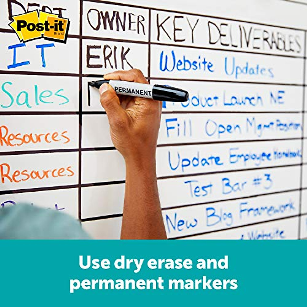 Post-it Flex Write Surface, Permanent Marker Wipes Away with Water, 6 ft x 4 ft, White Dry Erase Whiteboard Film (FWS6X4)