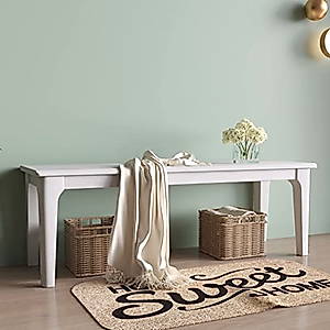 BALANBO Bed End Bench, Wood Bench, Living Room Entrance Bench, Bedroom Seat Dining Table Chair, Bedroom, Living Room, Kitchen Wooden Bench (White)…