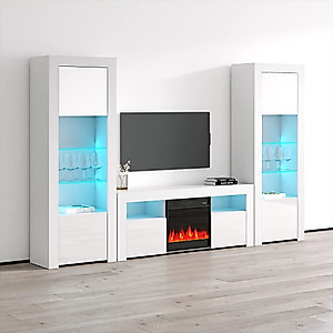 Milano Set 145EF-BK-BK Electric Fireplace Modern Wall Unit Entertainment Center