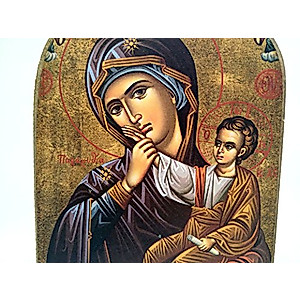 Handmade Wooden Greek Christian Orthodox Mount Athos Icon of Virgin Mary /Mp2