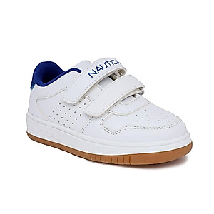 Nautica Kids' Double Strap Sneakers | Casual Athletic Shoes for Boys and Girls | Durable and Comfortable Fit for Toddlers and Little Kids-Stafford Toddler-White Colbalt Size-6