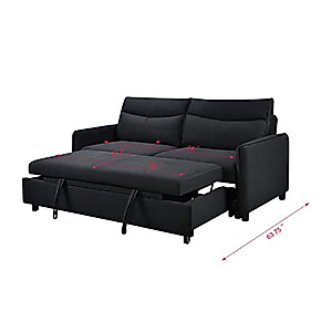 Eafurn Convertible Futon Loveseat, Black Queen Size