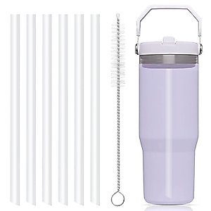 Replacement Straws Compatible with 20oz Stanley IceFlow Stainless Steel Tumbler with Straw-The IceFlow Straw Replacement-Accessories Set Include 6 Hard Straws,1Cleaning Brush