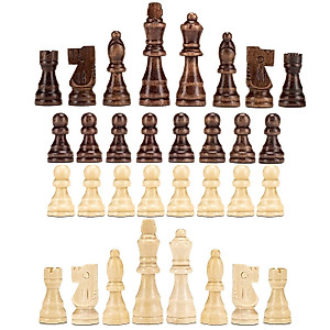 AMEROUS Magnetic Wooden Chess Pieces, Tournament Staunton Wood Chessmen Pieces Only, 3.03" King Figures Chess Game Pawns Figurine Pieces with 2 Storage Bags, Replacement of Missing Pieces