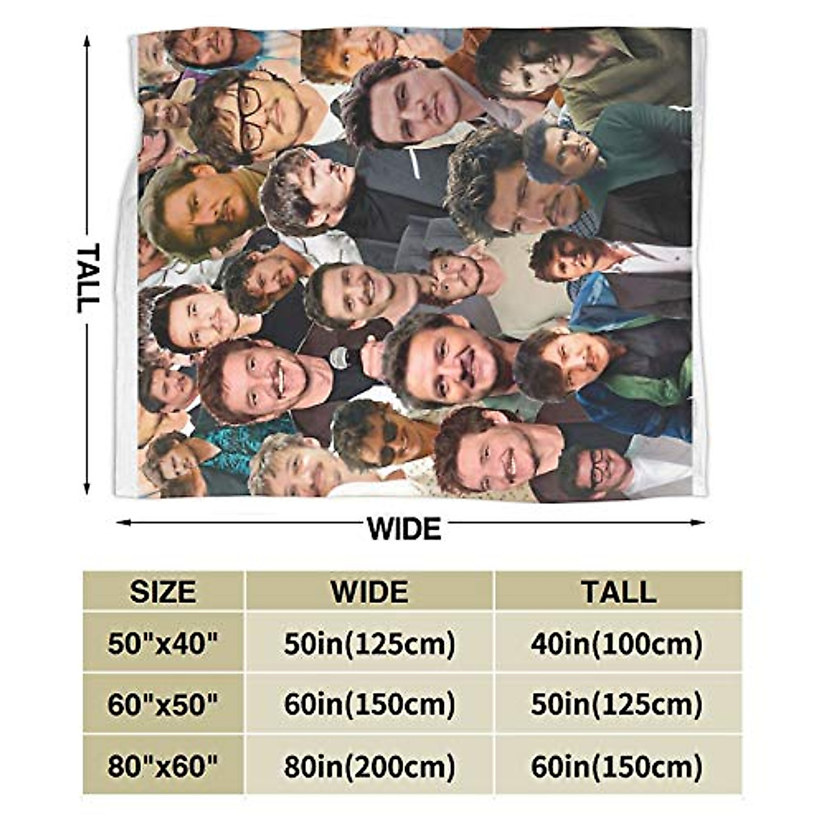 Pedro Pascal Photo Collage Soft and Comfortable Warm Fleece Blanket for Sofa,Office Bed car Camp Couch Cozy Plush Throw Blankets Beach Blankets (50"x40")