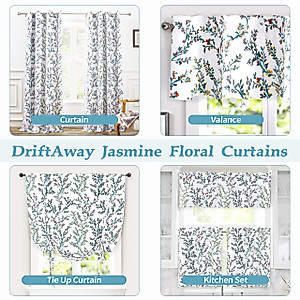 DriftAway Jasmine Watercolor Branch Botanical Thermal Insulated Energy Saving Window Curtain Valance for Living Room Bedroom Kitchen 2 Layers 52 Inch by 18 Inch Plus 2 Inch Header Multi 1 Pack