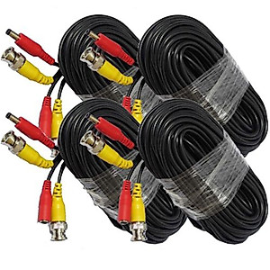 EWETON 4 Pack 60 Feet BNC Video Power Cable Security Camera Wire Cord Extension Cable with 8pcs BNC to RCA Connectors for CCTV DVR Surveillance System