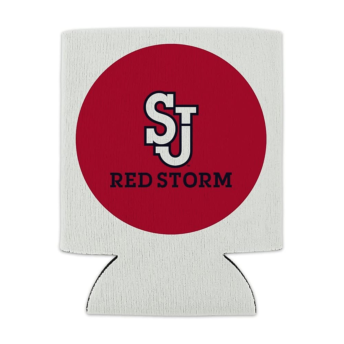 St. John's University Red Storm Logo Can Cooler - Drink Sleeve Hugger Collapsible Insulator - Beverage Insulated Holder