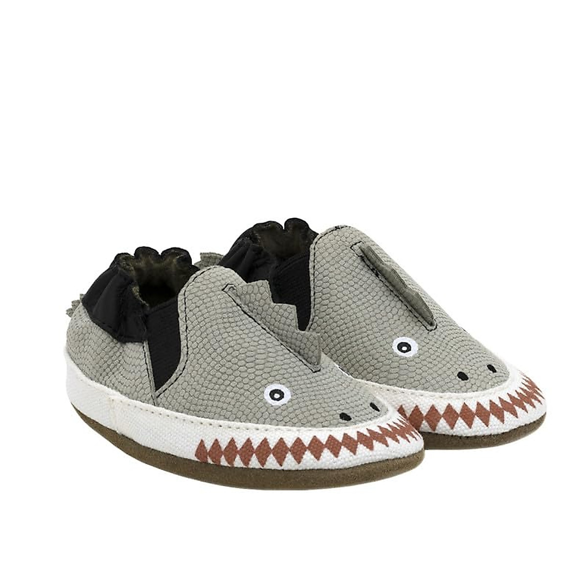 Robeez Dino Dan Flat (Infant), Pale Grey, 6-12 Months M US Infant