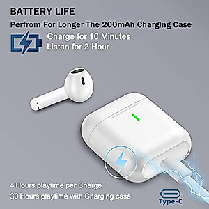 Wireless Earbuds Bluetooth Headphones IPX7 Waterproof Bluetooth Earbuds 30H Playtime Headset with Charging Case Wireless Bluetooth Earphones with Mic for iPhone/Samsung/Android (White)