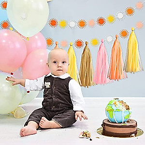 20 Pcs Boho Sun Garland Felt First Trip Around The Sun String Banner Hippie Boho Sun Party Supplies Indoor Outdoor Party Decoration for Baby Shower Wedding Birthday Party Decorations (Sun)