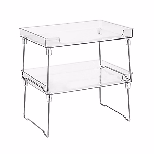 BFLCTTBD 2pcs Clear Acrylic Foldable Shelves Cabinet Storage Organizer Shelf Rack Countertop Stackable Shelve for Kitchen Bathroom