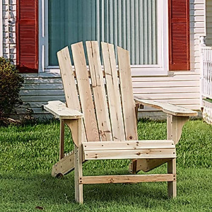 PatioFestival Wood Adirondack Chair Lounger Chair Outdoor Furniture for Yard,Patio,Garden Natural Finish,Set of 2