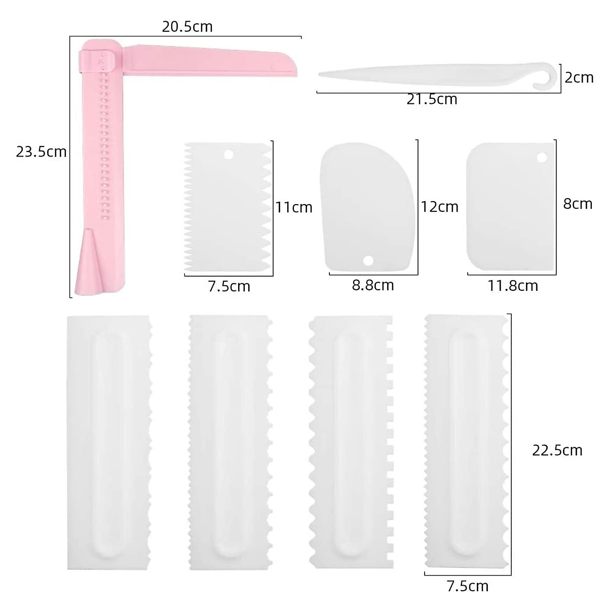 WOVTE 9 Pcs Cake Scraper Set Cake Edge Scraper Cutters with Adjustable Butter Smoother Cream Scraper Tool Cake Decorating Comb Icing Smoother for Cake Cream Baking Decorating