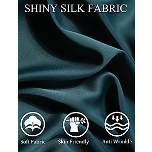 COOFANDY Mens Dress Shirts Long Sleeve Satin Button Down Shirts Shiny Prom Party Shirts Lake Green