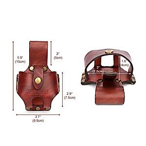 TOURBON Leather Tape Measure Holder for Belt (Brown - Small)