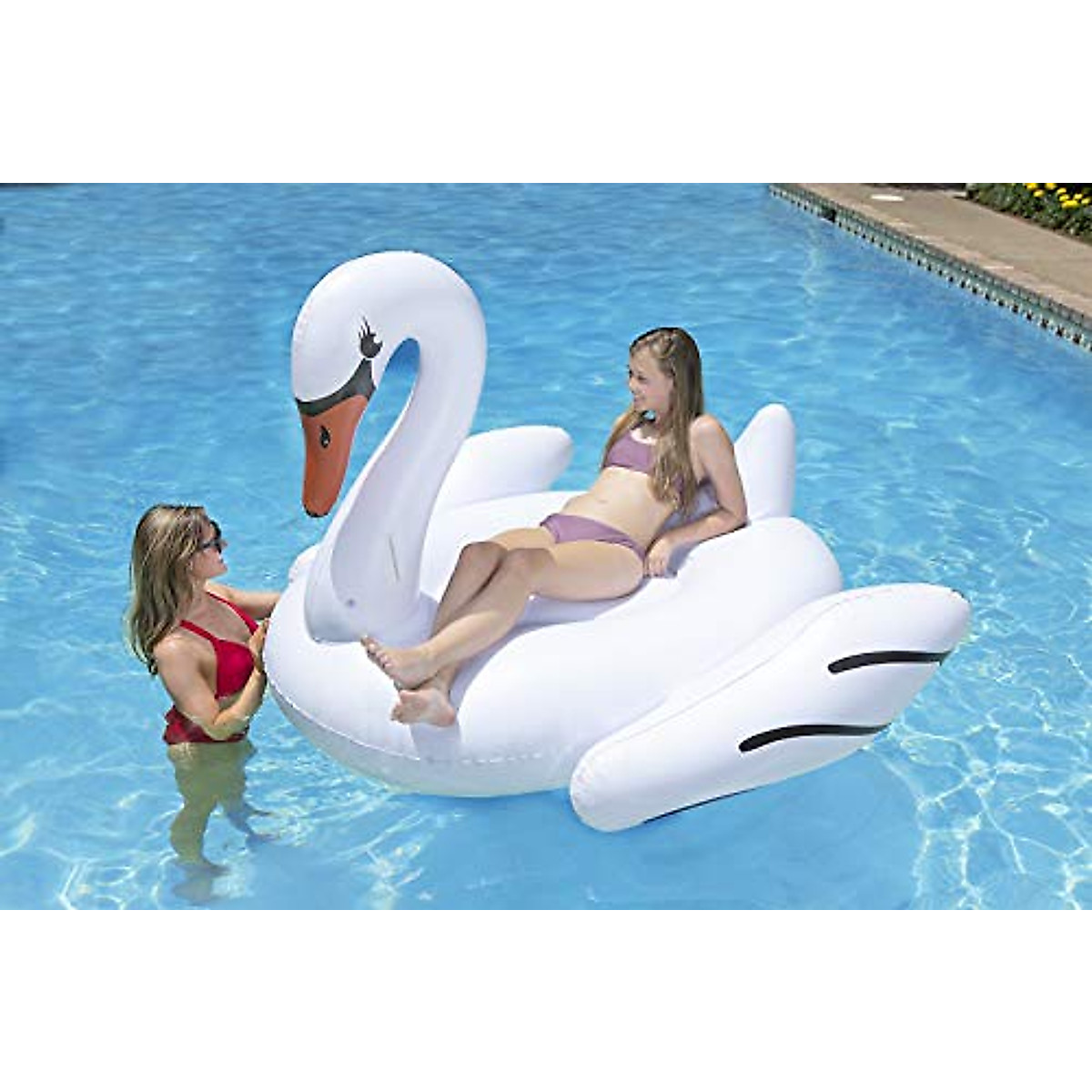 Poolmaster Jumbo Swimming Pool Float Rider, Swan, White Extra Large