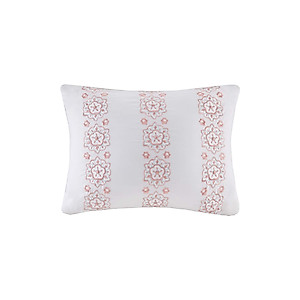 Intelligent Design Complete Bed In A Bag Casual Boho Comforter with Sheet Set Decorative Pillow, All Season Bedding Set, Twin, Loretta Coral 7 Piece