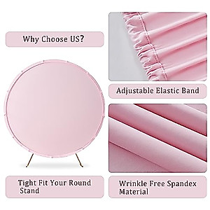 7.2ft Baby Pink Round Backdrop Cover Suitable for 7ft/7.2ft Circle Stand Polyester Iovry Birthday Party Wedding Photography Circle Arch Backdrop Cover