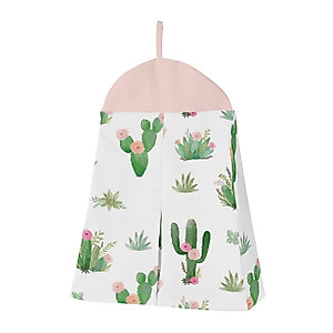 Sweet Jojo Designs Pink and Green Boho Watercolor Cactus Floral Baby Girl Crib Bedding Set 11 Pieces