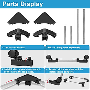BORROW SKY Computer Tower Stand, Adjustable PC Stand with 4 Rolling Caster Wheels, 60lbs Load Capacity, CPU Stand Fits Most PC, Under Desk Tower Stand for Gaming, Office PC Tower