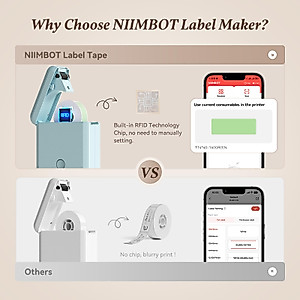 NIIMBOT D110 Label Maker Machine with Tape, Small Thermal Sticker Printer with 0.59''x1.18'' Labels, Portable Bluetooth Connection, White