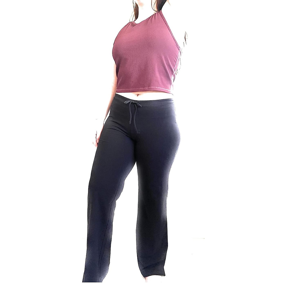 Everlast Loose Drawcord Yoga Soft Pants ~ 4 Way Stetchable Fabric ~ 32" inch Inseam (as1, Alpha, l, Regular, Regular, Black Color)