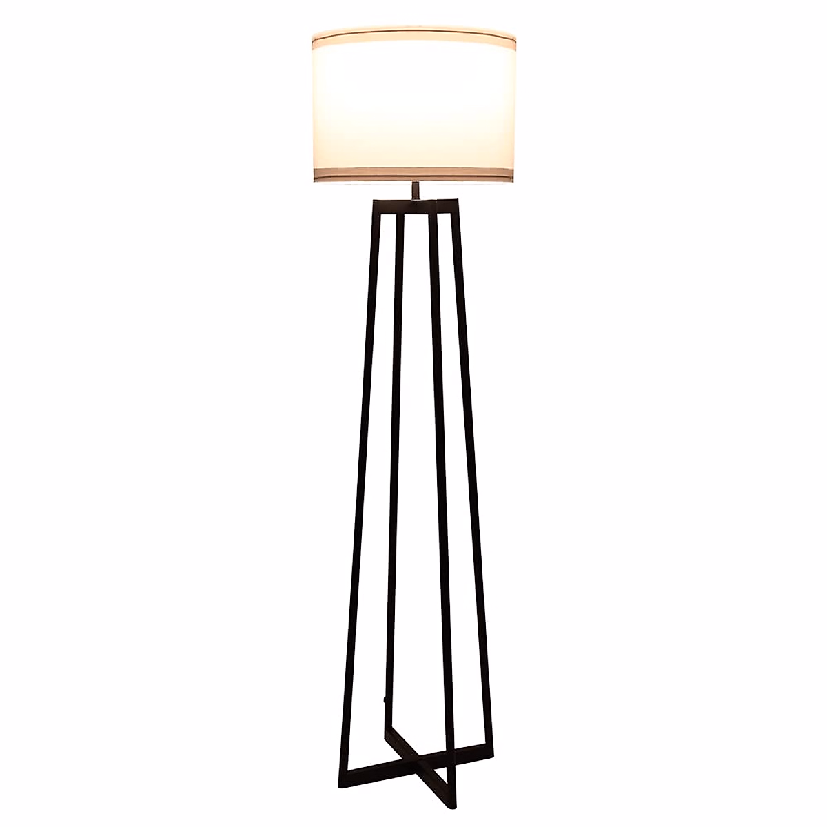 Modern Floor Lamp for Living Room - 62" Black Molded Metal Floor Lamp Tall Standing Lamp for Bedroom, Office, Bright Lamp with White Fabric Drum Shade and 9W LED Bulb