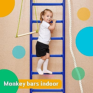 Set of 6 Monkey Bars Ladder Rungs Playground Sets for Backyards Steel Swing Set Accessories Playground Equipment Outdoor Climbing Kits for Children Outdoor Indoor Playroom Supplies (Blue,16.5 Inch)