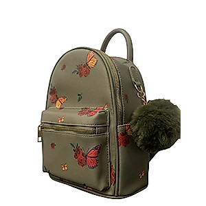 Girls Butterfly Backpack Olive Green Mini 8inch W x 10inch H x 5inch D H215532 0