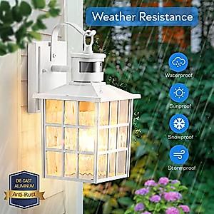VIANIS Motion Sensor Outdoor Lights, White Dusk to Dawn Wall Lights, Exterior Light Fixture, Anti-Rust 100% Aluminum Outdoor Wall Lantern Wired for Garage Patio, Front Porch Light