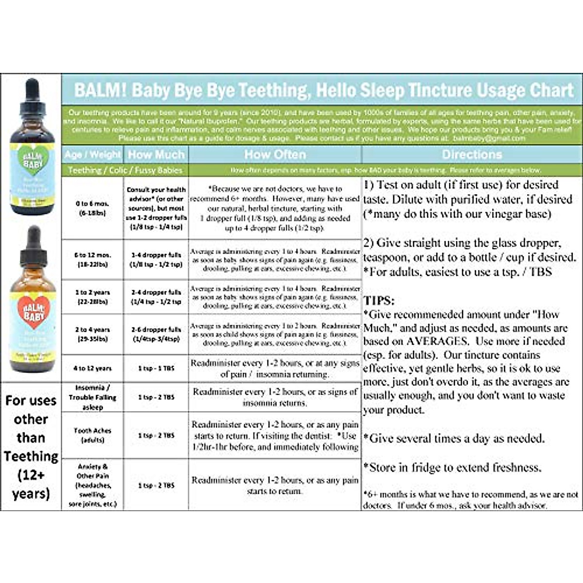 BALM! Baby Bye-Bye Teething, Hello Sleep! Natural & Organic Baby Teething Relief & Calming Tincture | Soothes Inflamed Gums, Irritability & Pain – Encourages Sleep | Glass Bottle (Glycerin, 2-PK)