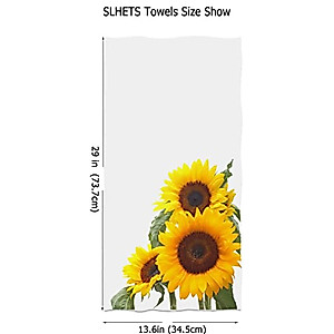 Bright Sunflowers Hand Towels Yellow Flowers Green Leaves Bathroom Hand Towels Soft Kitchen Dish Towels 13.6 X 29' for Household Daily Use | Home Decoration | Carry-On Hotel Gym Spa Sweat Towels