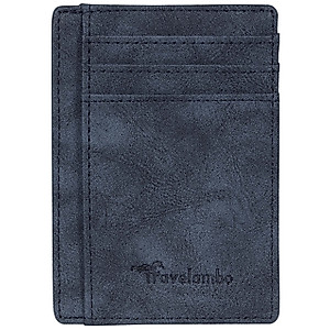 Travelambo Slim Wallet Front Pocket Minimalist Leather RFID Blocking Medium Size