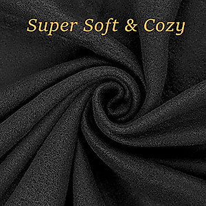 CAI TENG Fleece Throw Blankets Lightweight Warm for Soft Cozy Pet-Friendly Bulk Fleece Blanket Solid for Home, Bed, Sofa, Dorm, Office, Gifts, Outdoor (Black, Pack of 6-50 x 60 inch)