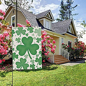 Bravilan St. Patrick's Day Garden Flag Vertical Double Sided Irish Green Shamrock Garden Flag, St Patricks Day Holiday Yard Home Outdoor Decoration 12.5 x 18 Inch