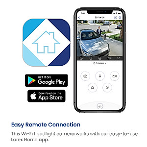Lorex 1080p Wi-Fi Outdoor Floodlight Camera with Dual LED Lights and Siren, Full HD Video Recording, 2-Way Audio, IR Night Vision, Local Storage, No Monthly Fees