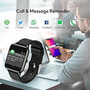 Smart Watch, Fitness Watch with Heart Rate, Blood Pressure, Sleep Monitor, Pedometer, Fitness Tracker Suitable for Android Phones and iOS iPhone, Waterproof Smart Watches for Women Men Teenager Elder