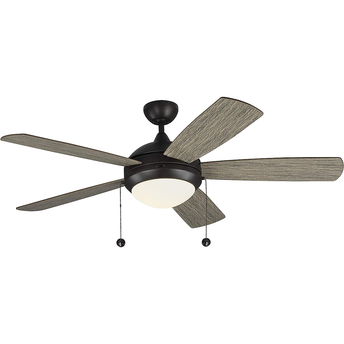 Monte Carlo 5DIC52AGPD-V1 Discus Classic TSCA Title VI Compliant 52" Ceiling Fan with LED Light and Pull Chain, 5 Reversible Blades, Aged Pewter