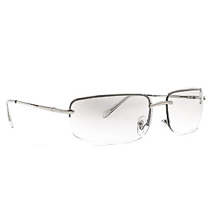 NYS Collection Astor Place Semi-Rimless Metal Sunglasses (Silver Metal Frame/Clear Gradient Lens)
