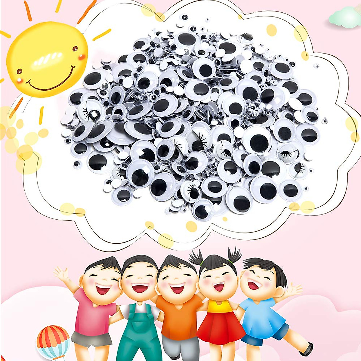 1210pcs Googly Wiggle Eyes Self Adhesive, for Craft Sticker Multi Sizes 4mm to 25mm for DIY by ZZYI