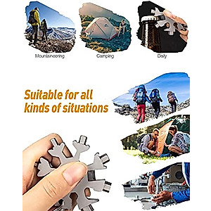 18-in-1 Snowflake Multi Tool, Stainless Steel Snowflake Bottle Opener/Flat Phillips Screwdriver Kit/Wrench, Durable and Portable to Take, Great Christmas gift(Standard, Stainless Steel). (Silver)