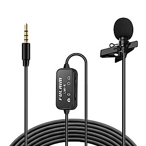 FULAIM Lavalier Lapel Microphone for Smartphone, 19.7Ft Professional Omnidirectional Clip Mic for YouTube/Interview/Recording for PC, Laptop