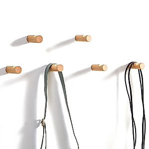 LONANGG 6pack Nordic Creativity Wall Hooks Decorative Hooks Coat Hangers Rack Hooks Solid Wood Hooks Towel Hook Ear Hook Coat Hooks (Beech 6hook)
