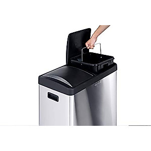 Step N' Sort The 16 Gal. 2-Compartment Stainless Steel Trash and Recycling Bin