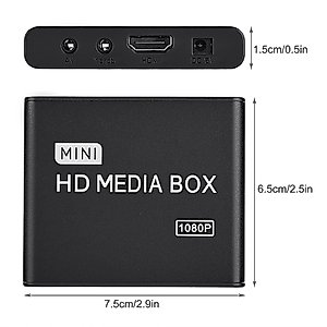 1080P Full-HD Digital Media Player, HDMI/AV/VGA Output, 7.1 Surround Sound, HDMI Media Player with Remote Control, 1080P HDMI TV Media Player for USB MMC RMVB MP3 AVI MKV(US Plug)